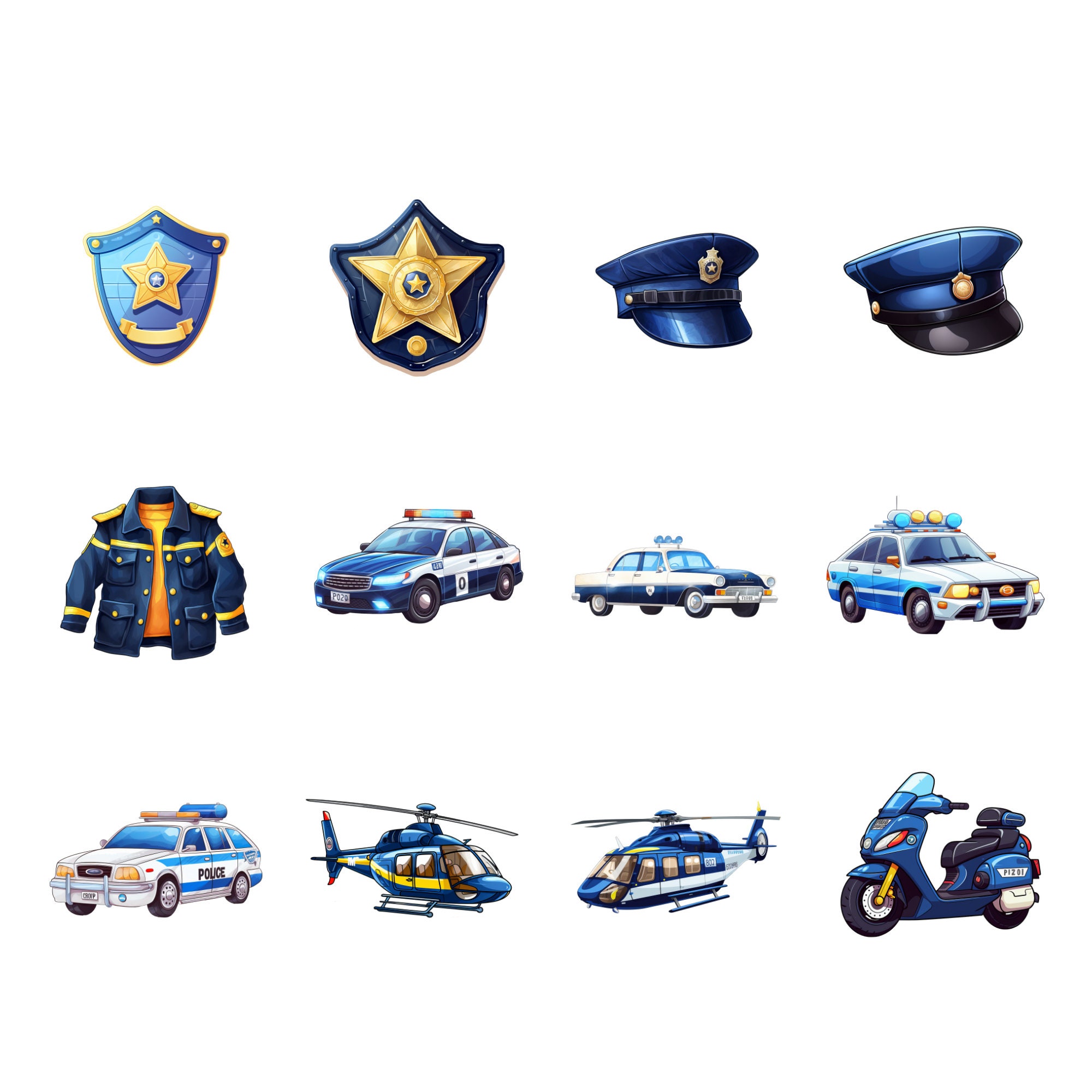 Watercolor Police Clipart Policeman Police Station Police Car Police ...
