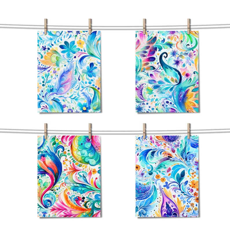 Paisley Pattern Digital Papers: Seamless Retro Backgrounds (commercial ...
