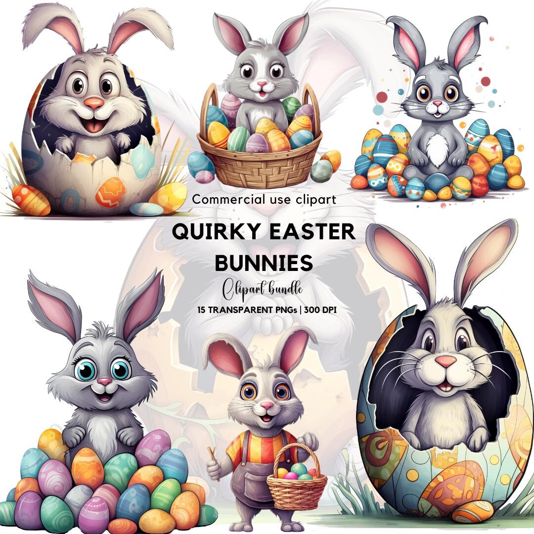 Quirky Easter Bunny Clipart | Funny Bunny | Cute Bunny | Funny Animal ...