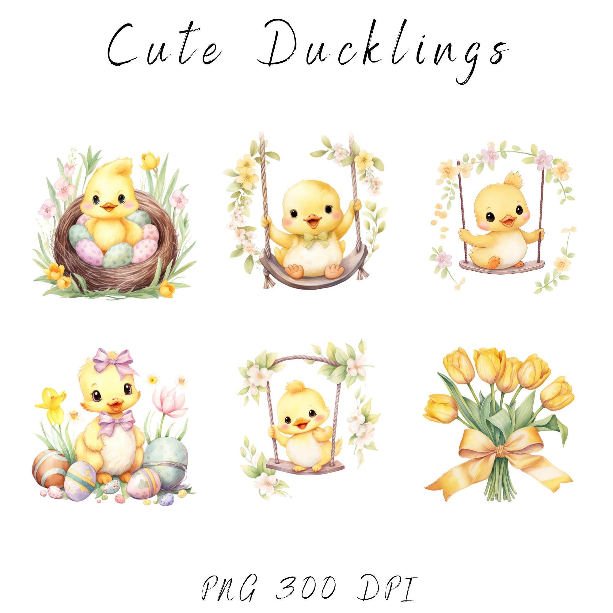 Easter Duck Clipart Duckling Easter Clipart Spring Baby Duck Watercolor ...