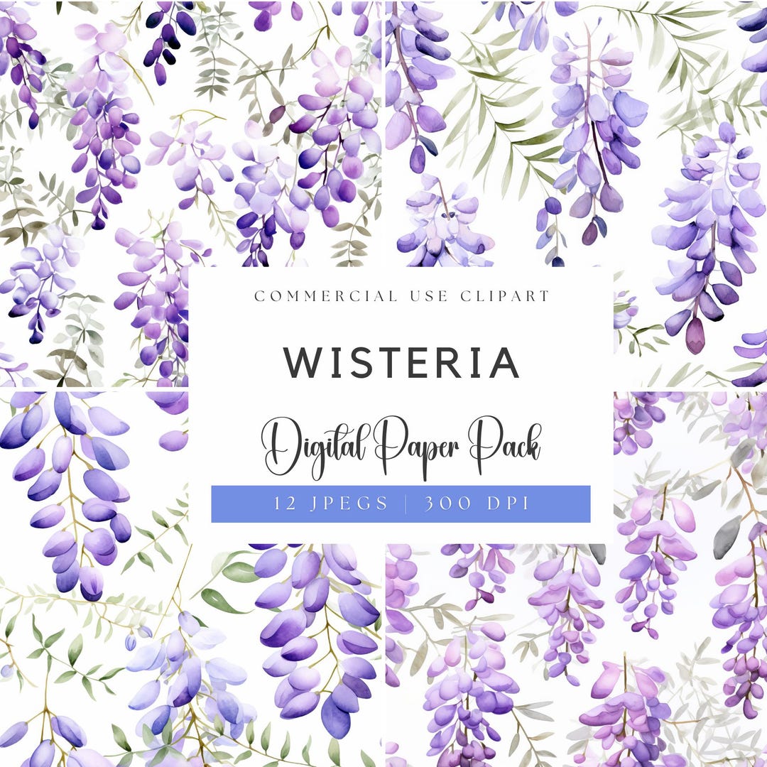 Wisteria Seamless Pattern Digital Paper | Scrapbook Paper | Wisteria ...