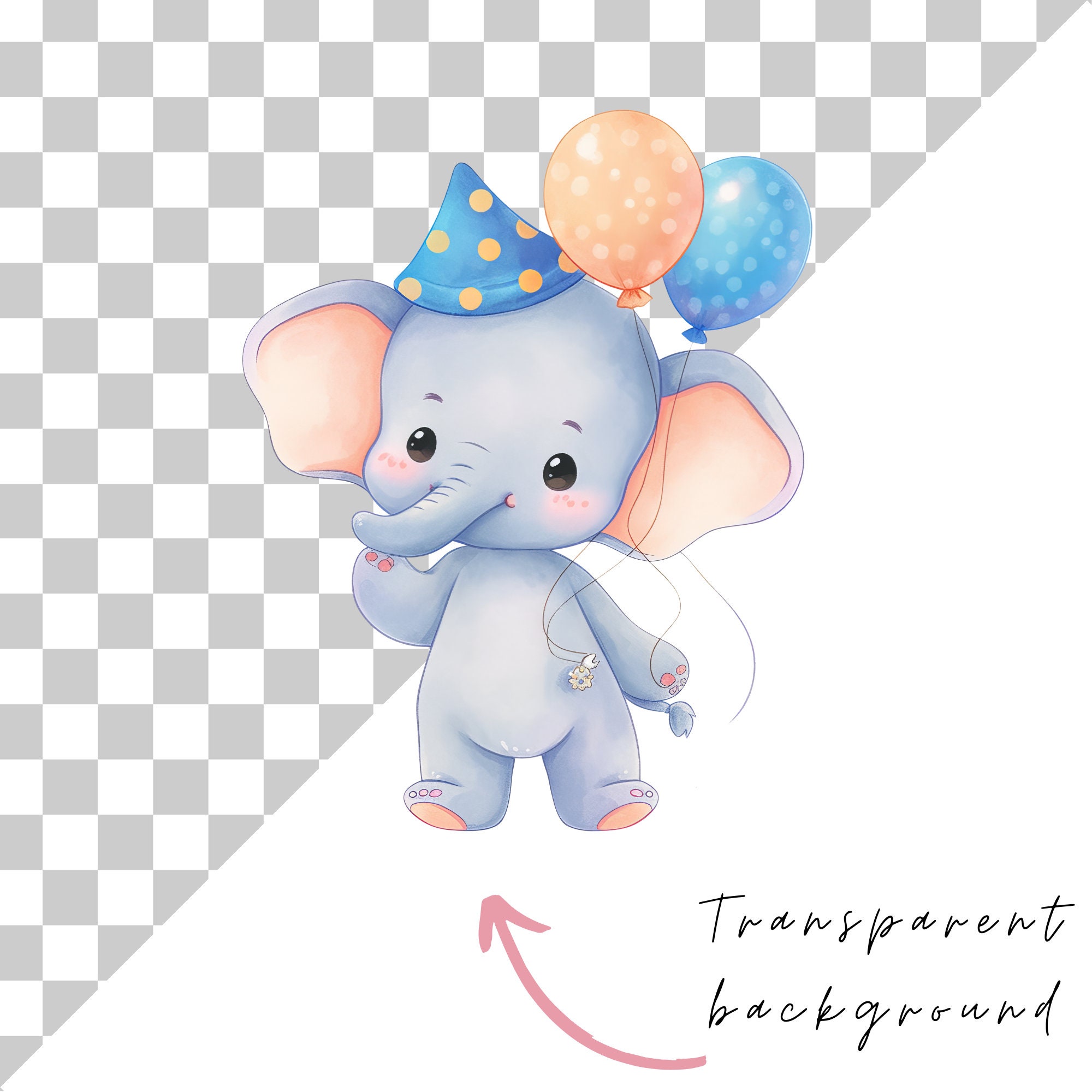 Cute Blue Elephant Clipart Watercolor Baby Elephant Cute Animal Baby ...