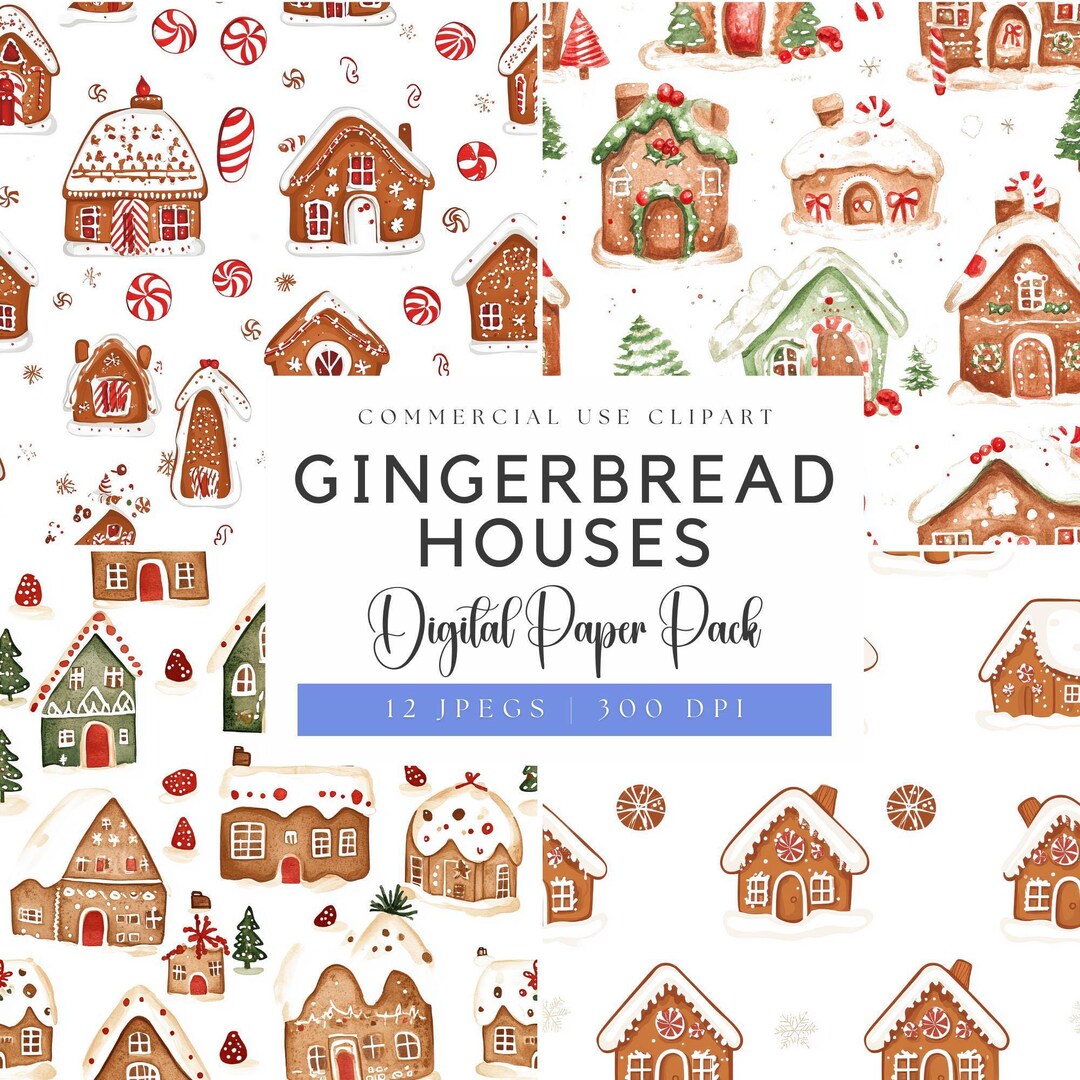 Gingerbread House Digital Paper: Christmas Seamless Pattern (digital ...