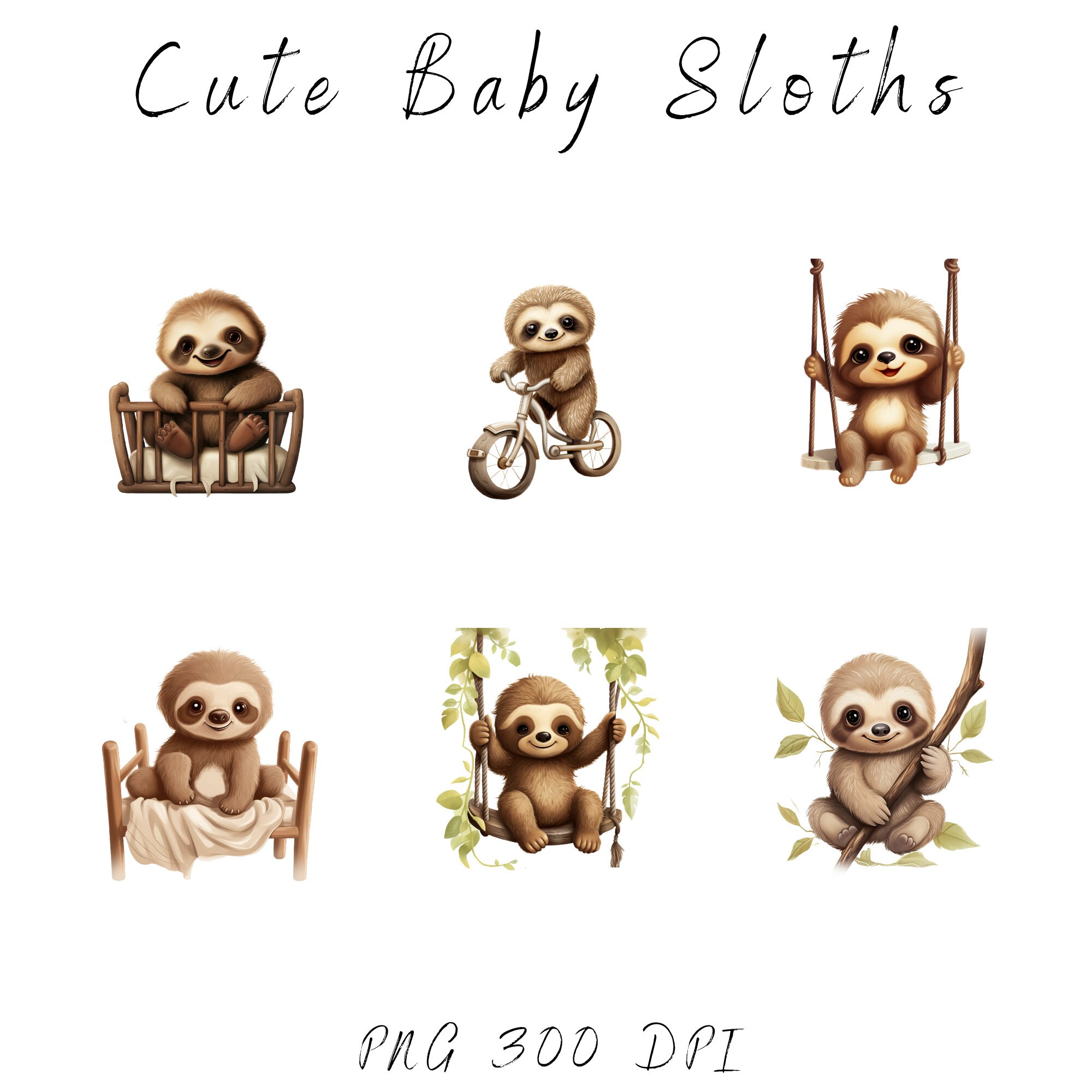 Watercolor Cute Baby Sloth Nursery Decor Edition Sloth Illustration ...