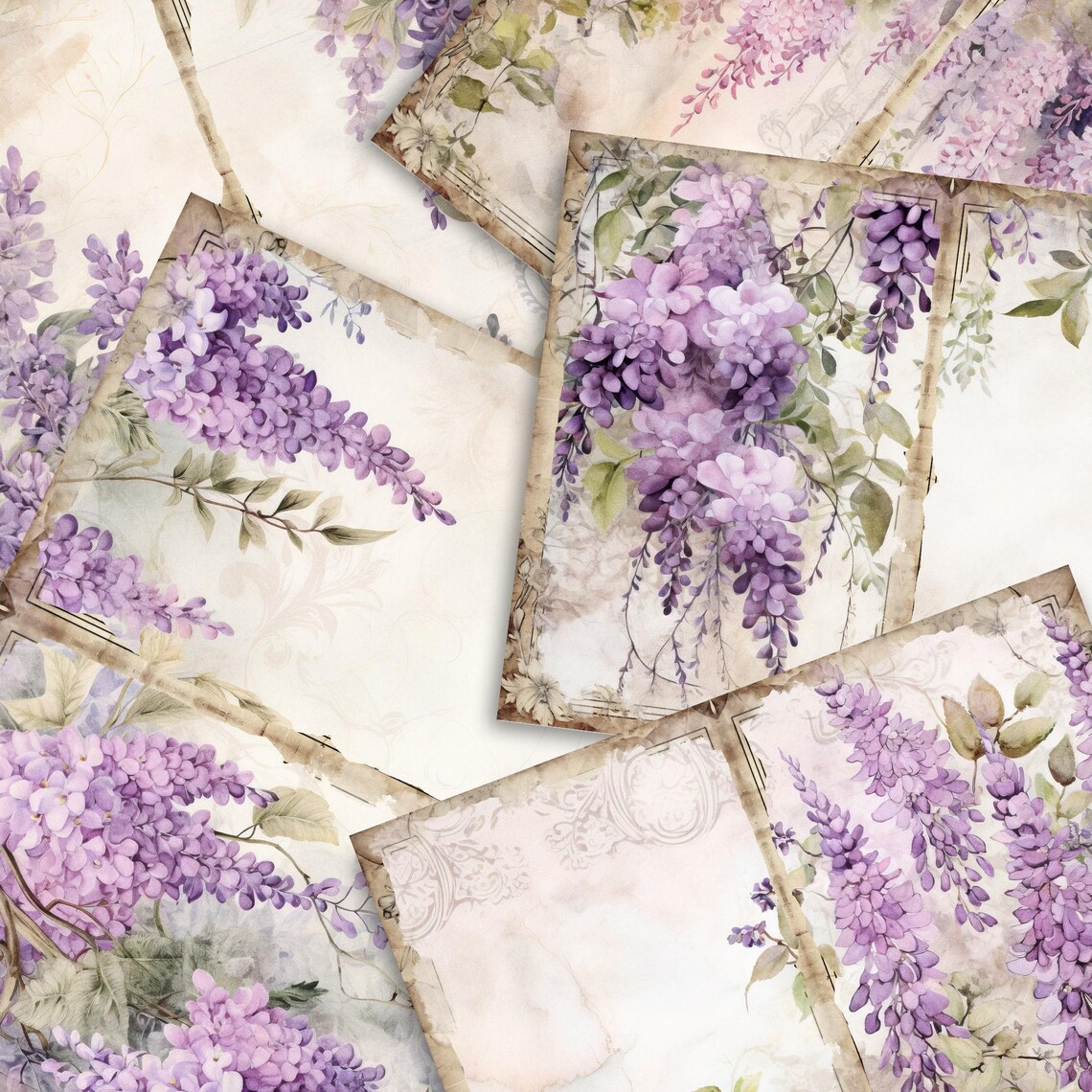 Wisteria Junk Journal Pages | Floral 6 Digital Journal Pages | Wisteria ...