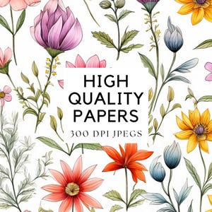 Watercolor Wildflowers Digital Papers | Wild Florals | Wildflowers ...