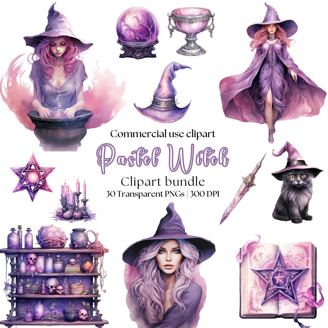 Pastel Witch Clipart | Witchcraft Png | Pagan Png | Wiccan | Witch ...