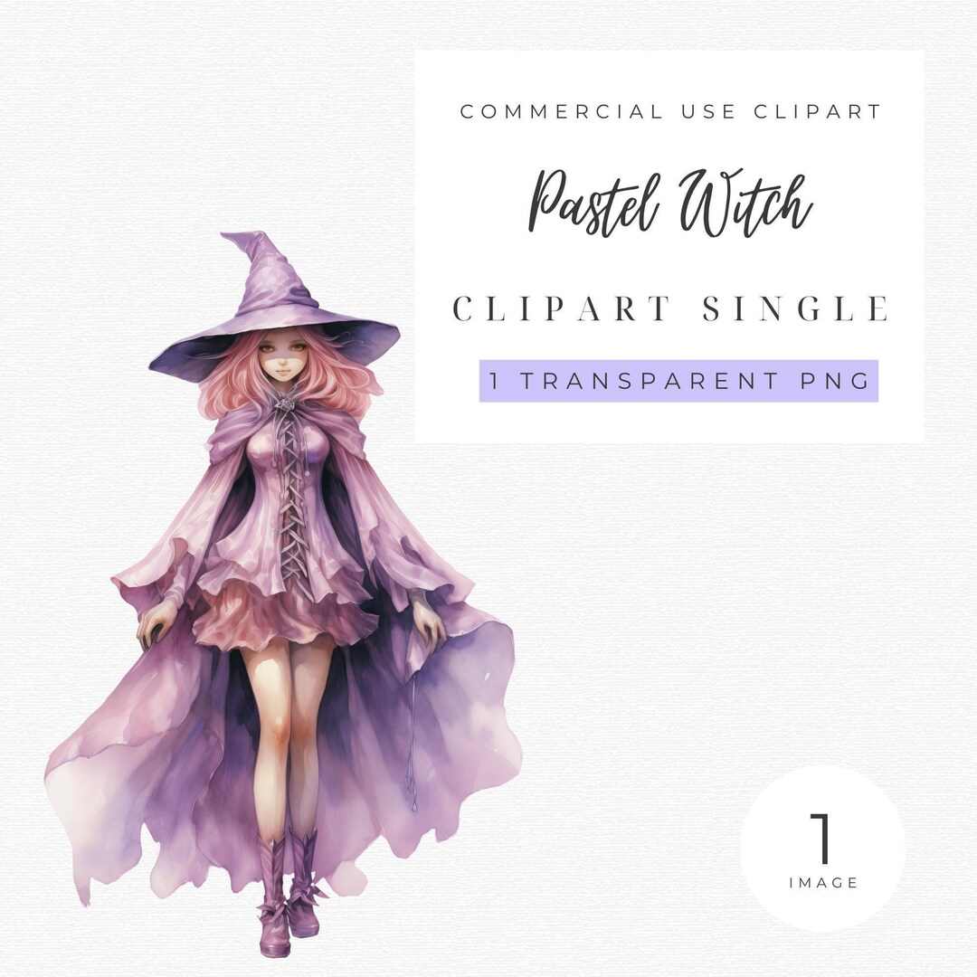 Watercolor Pastel Witch Clipart | Witchcraft Png | Witch Fantasy Art ...