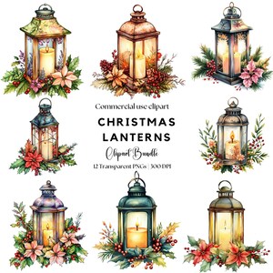 Christmas Lantern Clipart | Cute Christmas Light | Vintage Christmas ...