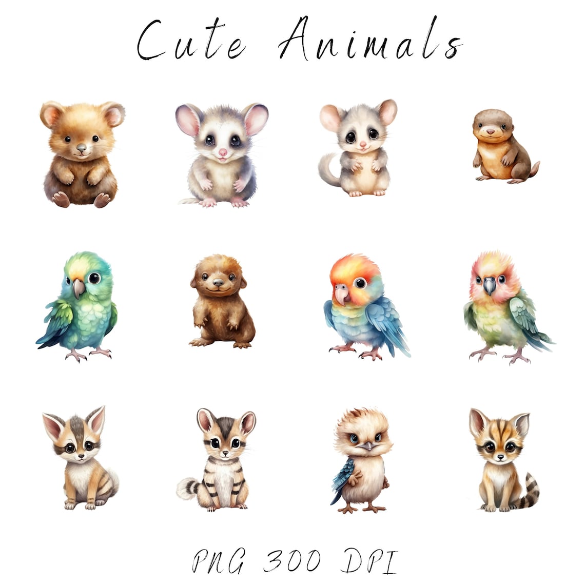 Baby Australian Animals Clipart Cute Animal Nursery Wall Art Baby ...