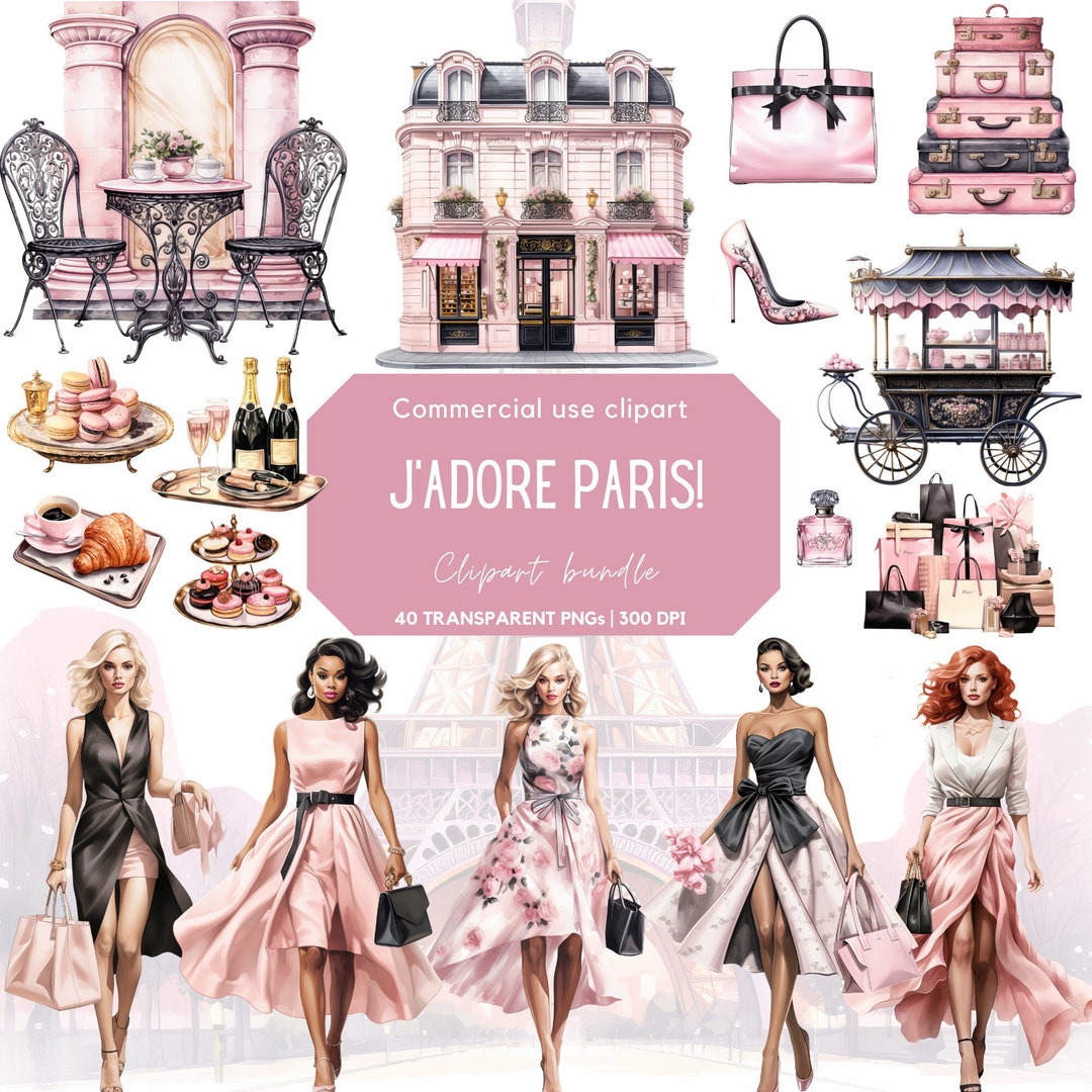 Aquarela J'adore Paris Clipart Torre Eiffel Alta Moda Arco do Triunfo ...