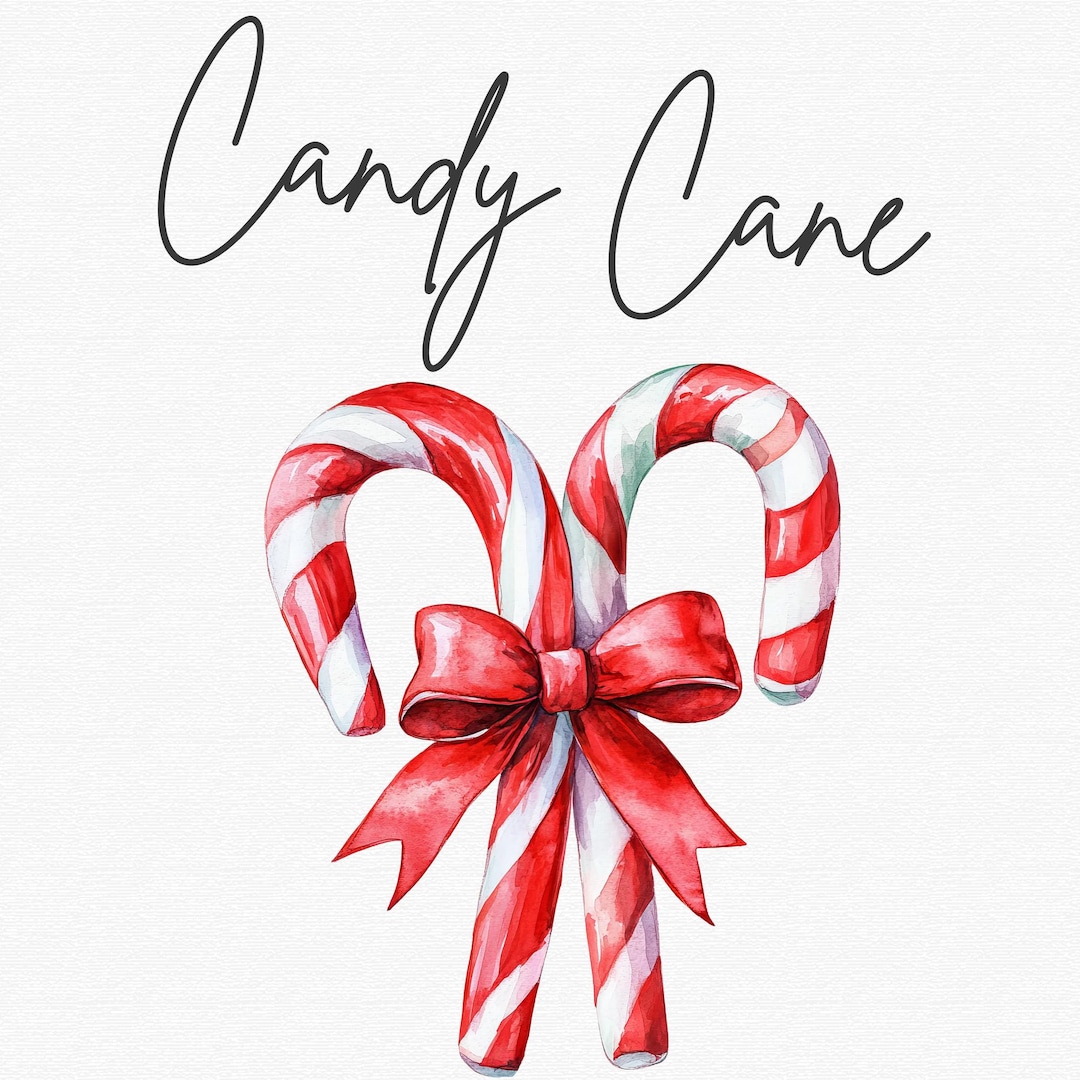 Candy Cane With Bow Clipart Festive Holiday Graphics Christmas Party ...