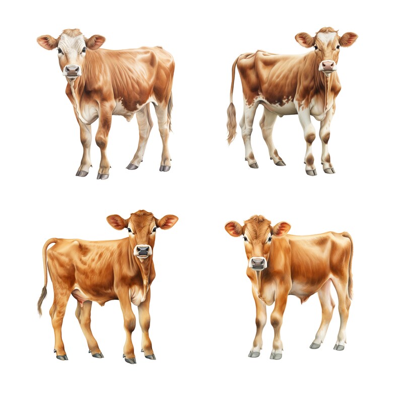 Watercolor Jersey Cow Clipart Cute Cow Dairy Milk Cow Holstein Cow Png ...