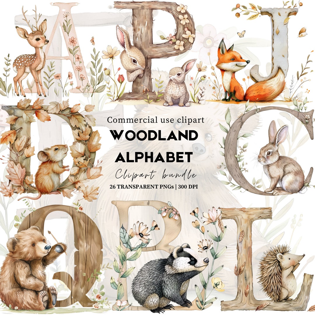 Woodland Alphabet Letter Clipart | Animals Alphabet | Alphabet ...