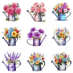 Watercolor Floral Watering Can Clipart | Watering Can Png | Watering ...