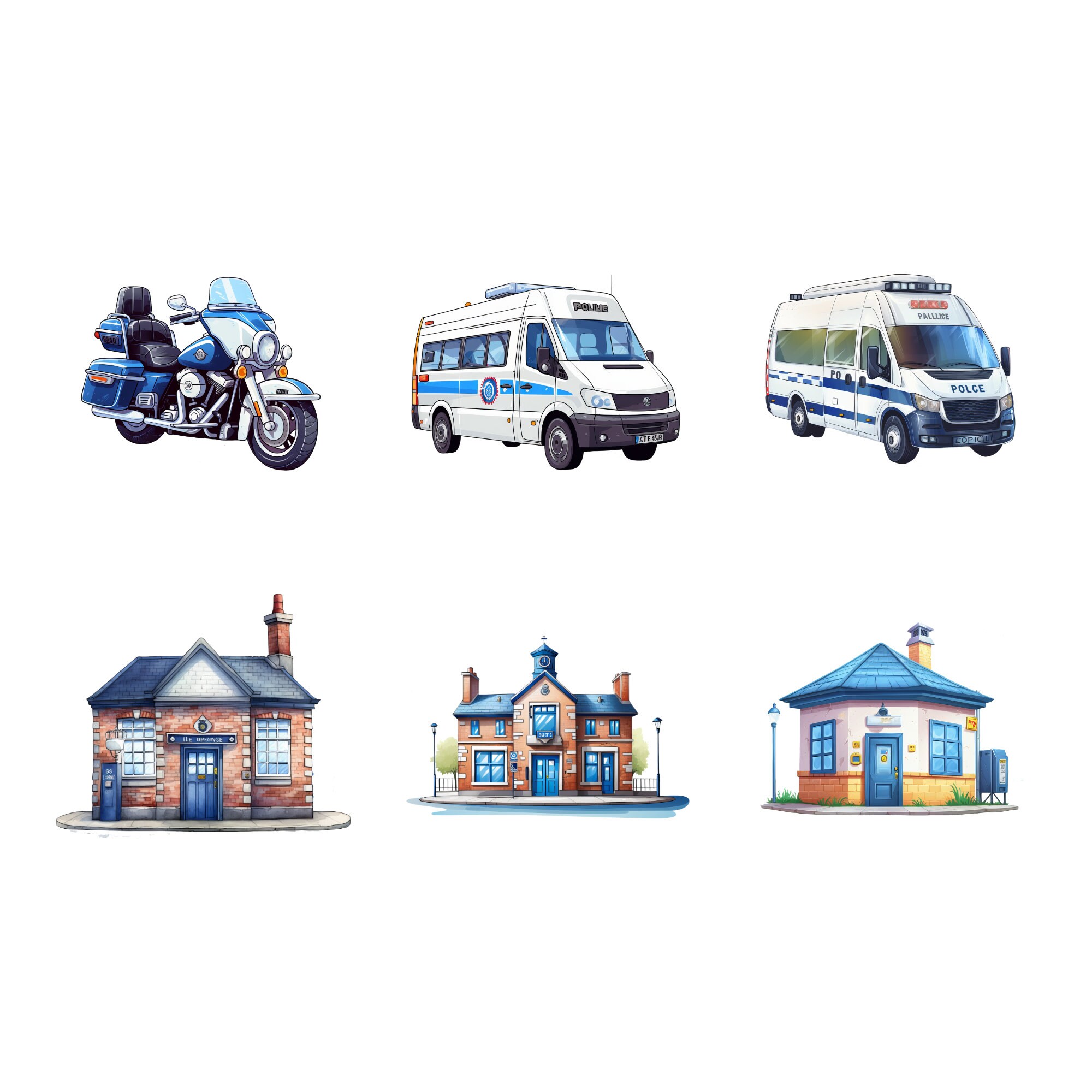 Watercolor Police Clipart Policeman Police Station Police Car Police ...