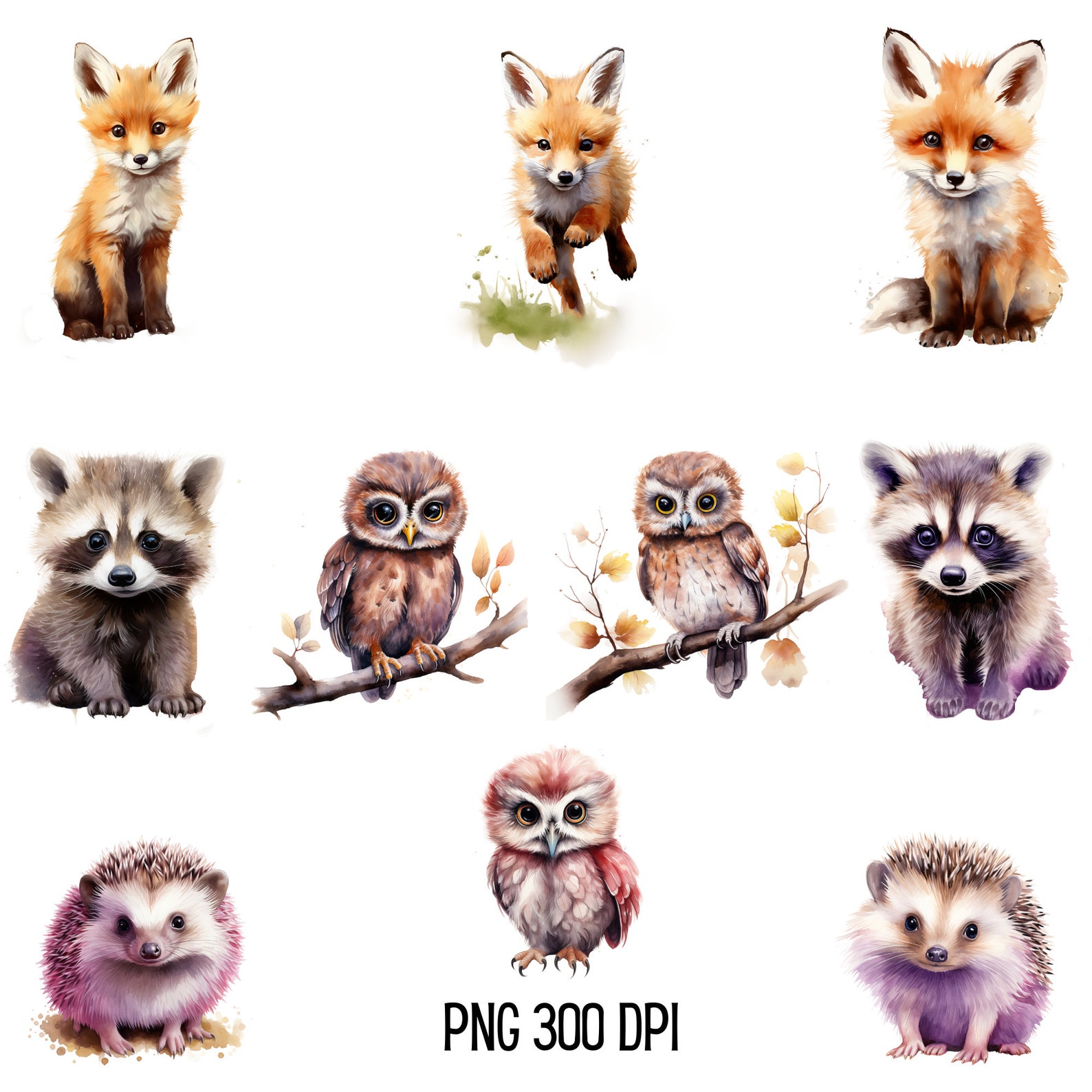 Watercolor Woodland Animals Clipart Baby Shower Clipart Animal Babies ...