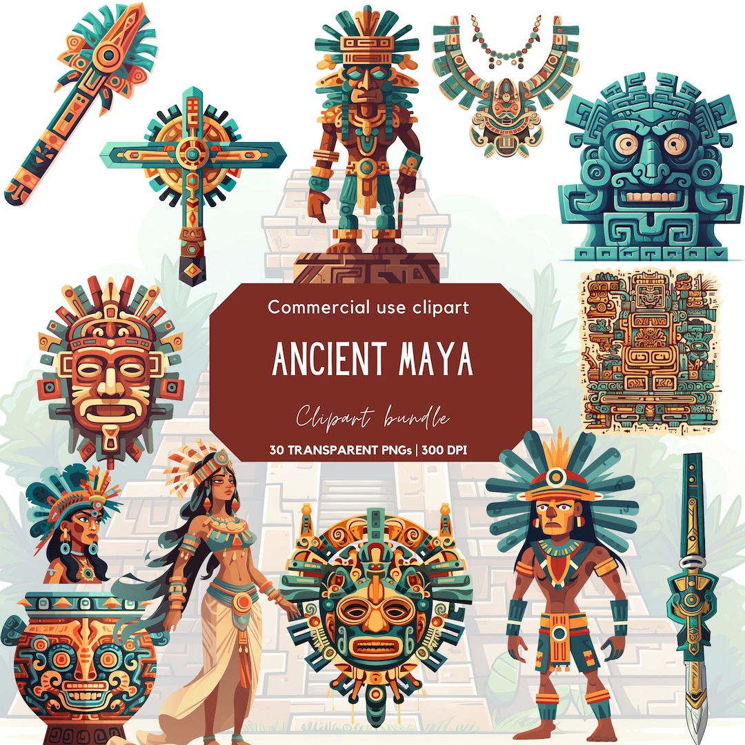 Ancient Maya Clipart | Mayan Pyramid | Mayan Calendar | Aztec Art ...