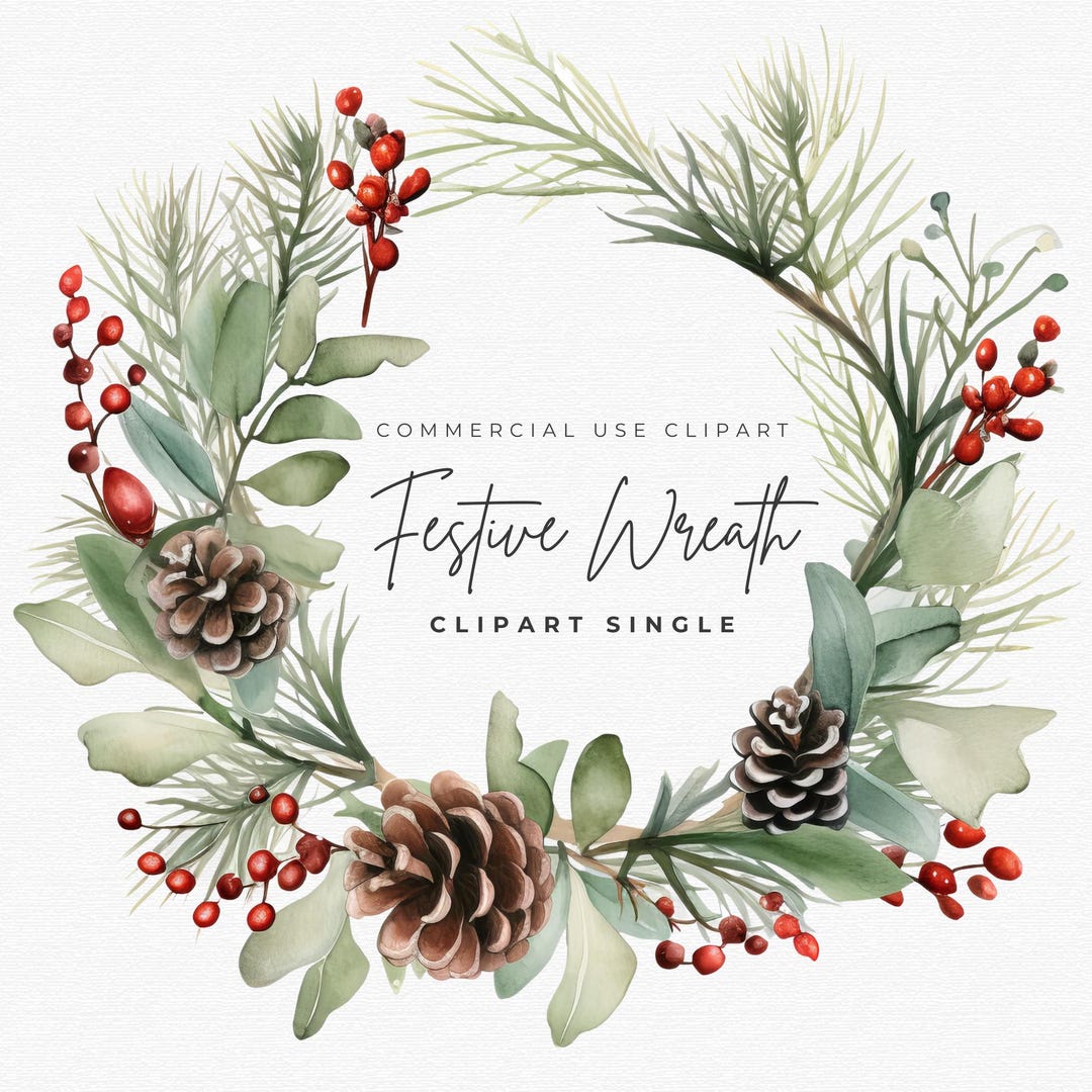 Festive Wreath Clipart Single | Xmas Wreath | Christmas Wreath Png ...