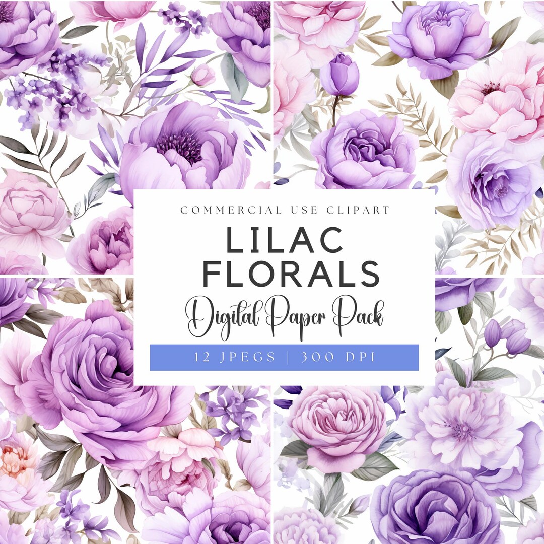 Lilac Floral Digital Papers | Lilac Flower | Lilac Bouquet | Purple ...