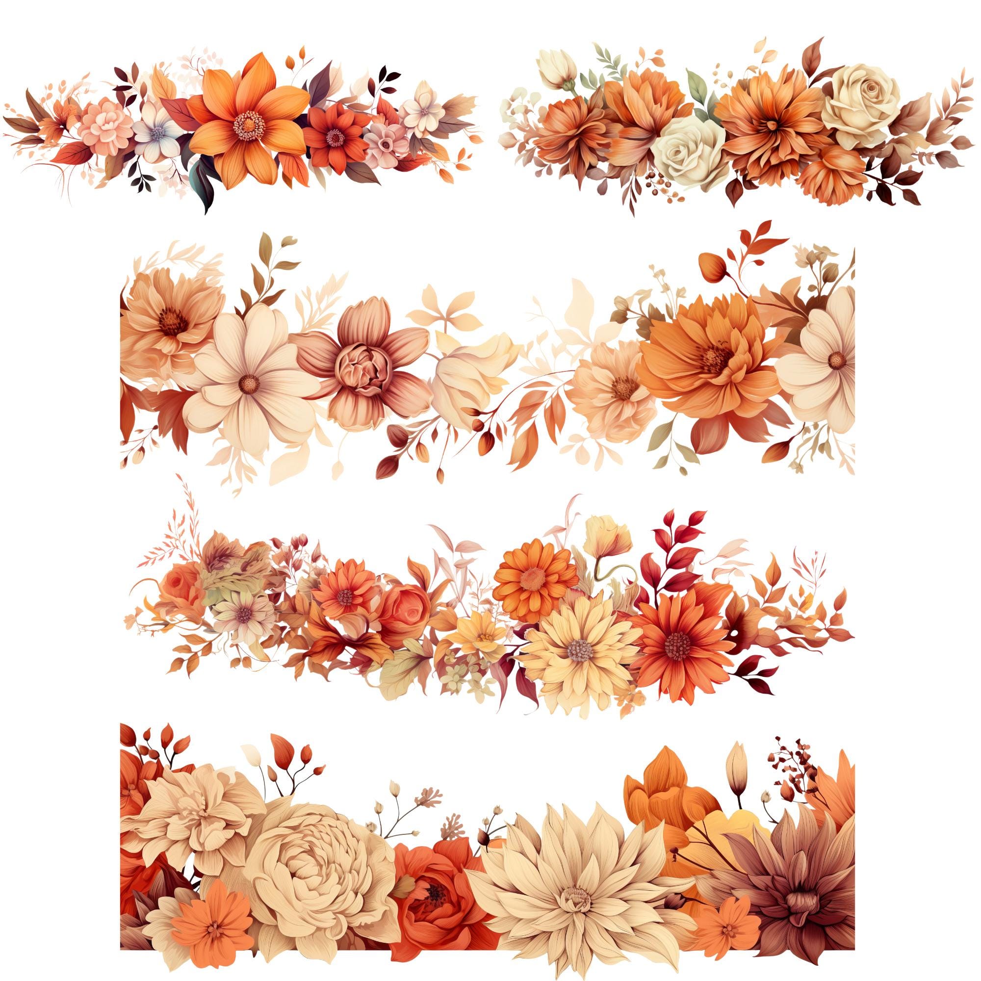 Watercolor Fall Floral Frame Clipart Autumn Border Autumn Leaves ...