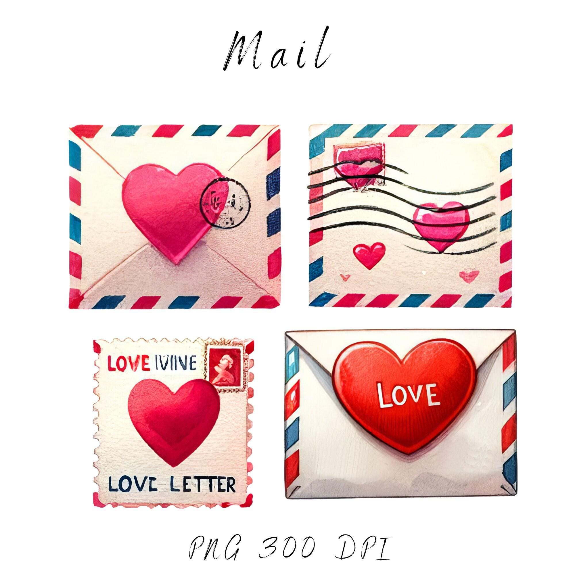Retro Valentine Mail Clipart: Love Letter, Mailbox (commercial Use ...