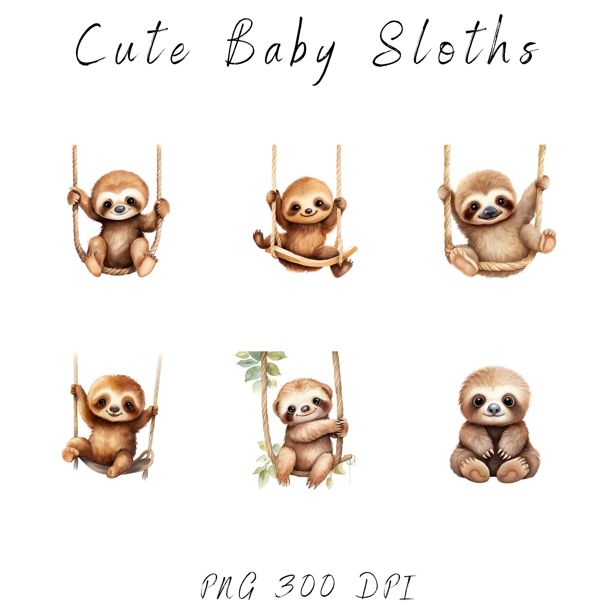 Watercolor Cute Baby Sloth Sloth Illustration Cute Animals Png Nursery ...