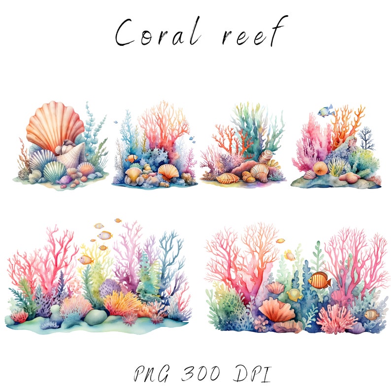 Watercolor Under the Sea Clipart Mermaid Cute Sea Animals Sea Life ...