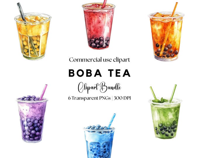 Bubble Tea Kawaii Clipart Set, Cute Bubble Tea Rainbow Clip Art ,boba ...