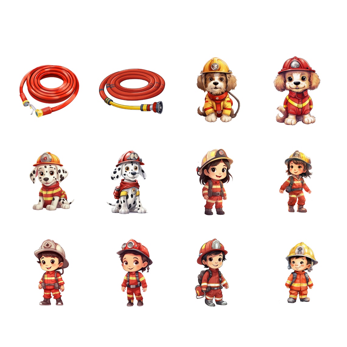 Watercolor Firetruck Clipart Firefighter Fire Station Fire Engine ...