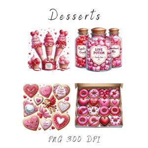 Valentines Desserts Clipart Sweets Candy Chocolate Candy Box Macaroons ...