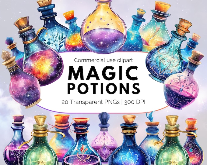 Watercolor Witch Potion Clipart Bundle: Halloween Digital Download ...