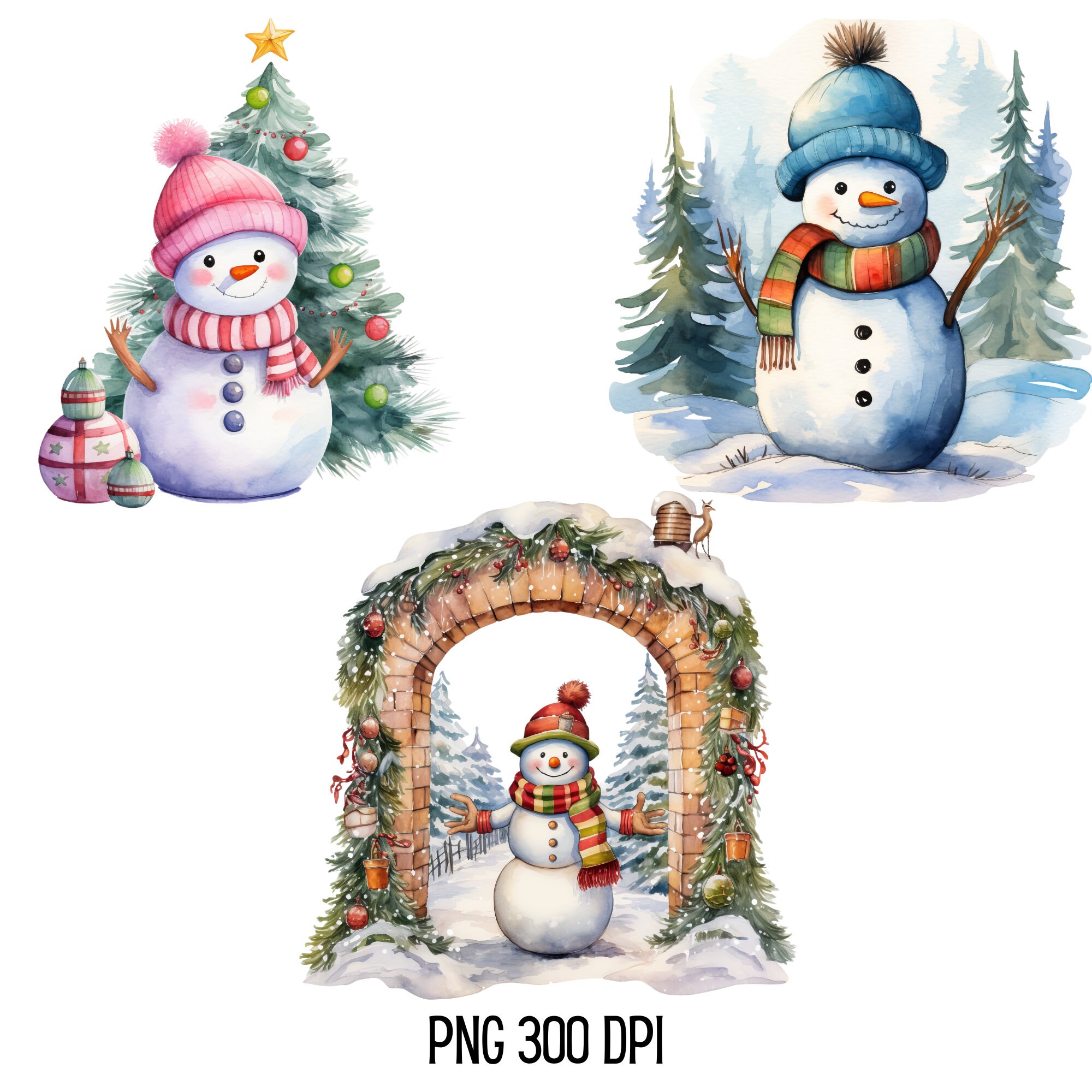 Watercolor Snowman Clipart Cute Snowman Clipart Christmas Snowman Png ...