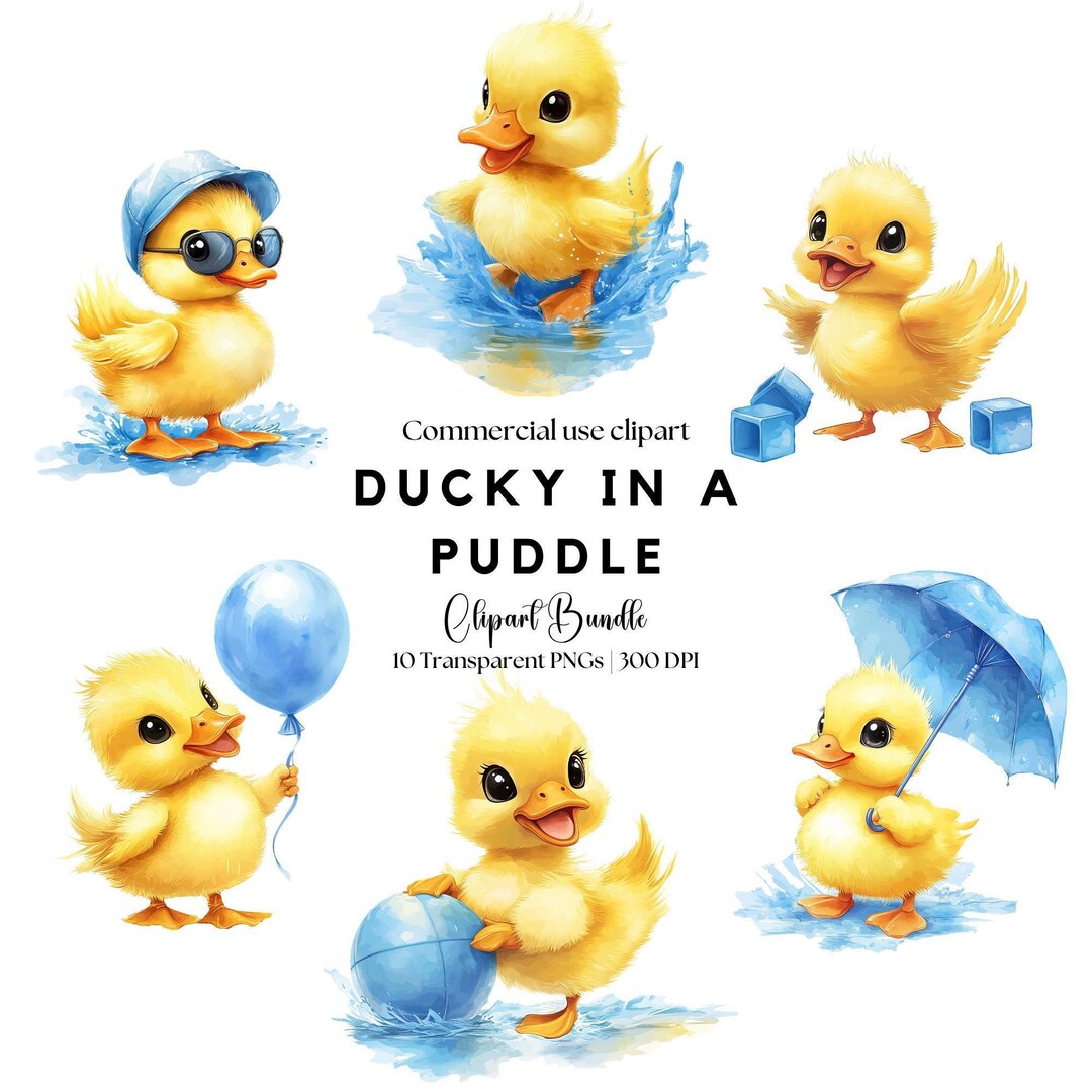 Duck in a Puddle Clipart | Duck in Puddle Png | Cute Duck | Cute Ducky ...