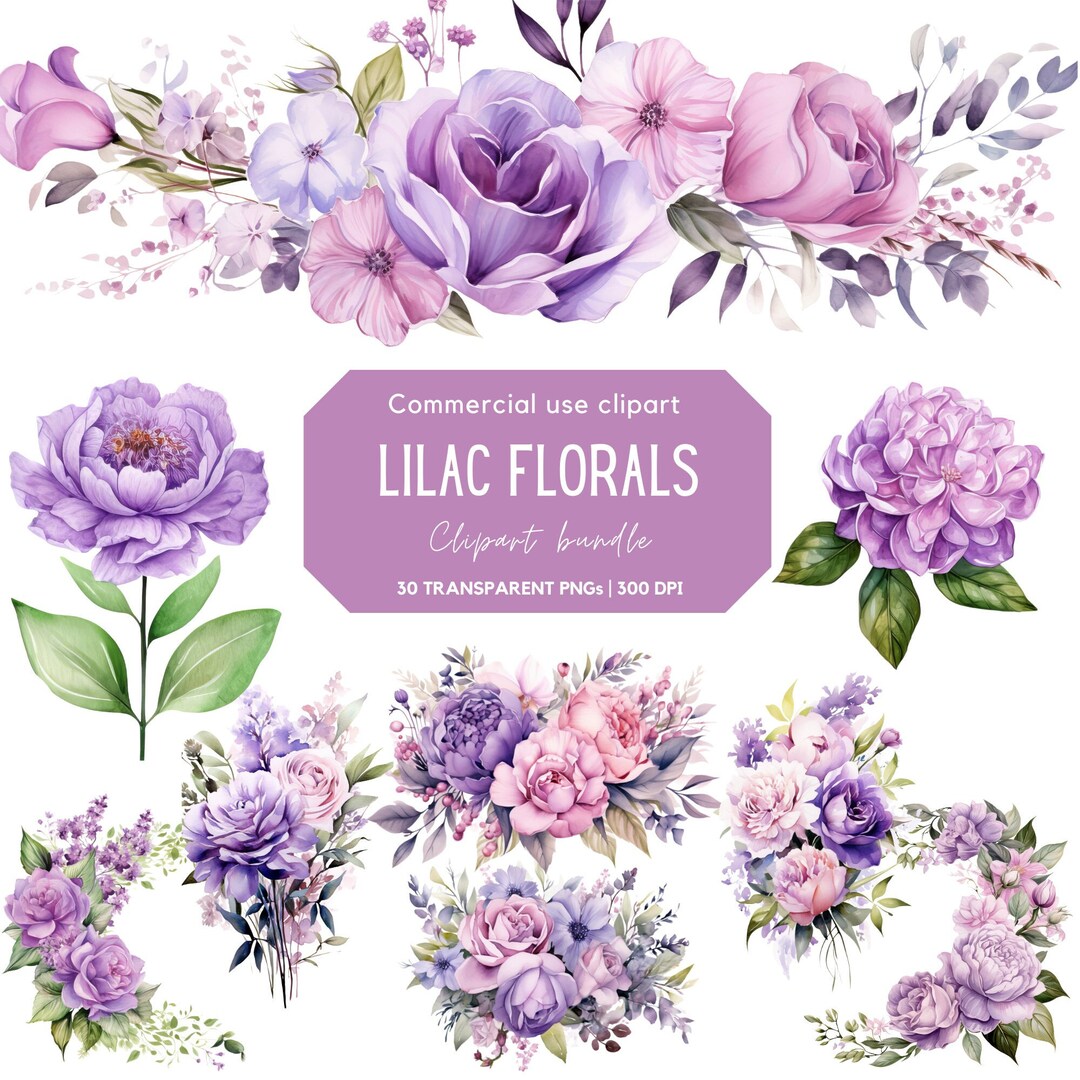 Lilac Floral Clipart Lilac Flower Lilac Bouquet Purple Flower Png ...