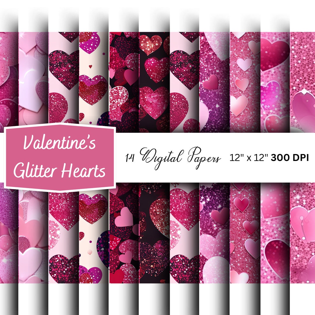 Valentine's Day Glitter Hearts Seamless Pattern Valentine Patterns ...
