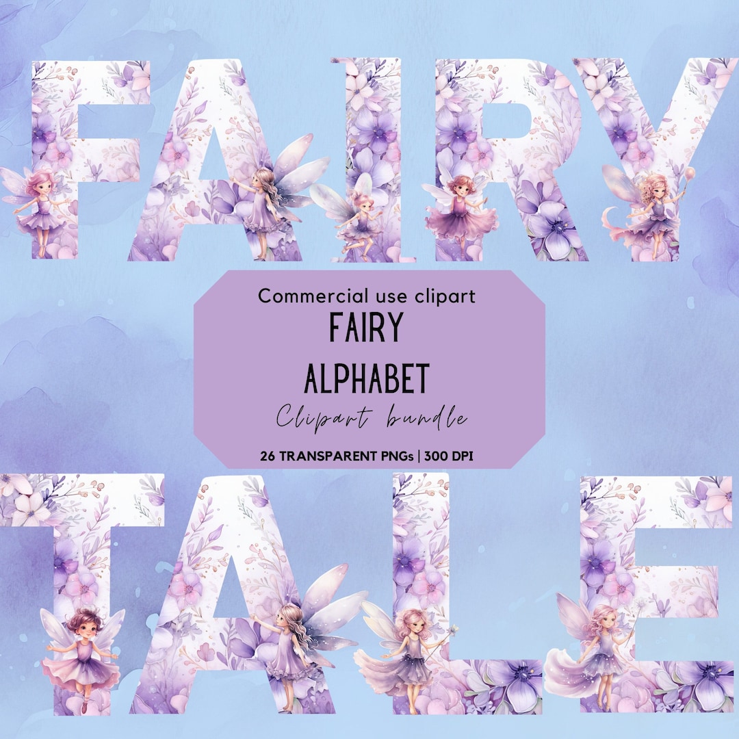 Watercolor Fairy Alphabet Clipart Fairy Letter Png Fairy Sublimation ...
