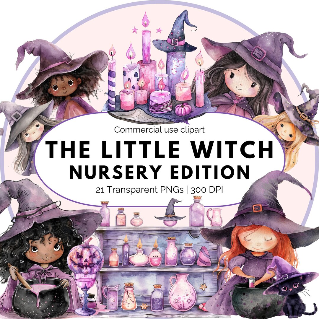 Cute Pastel Witch Clipart | Pastel Halloween | Pink Halloween Png ...