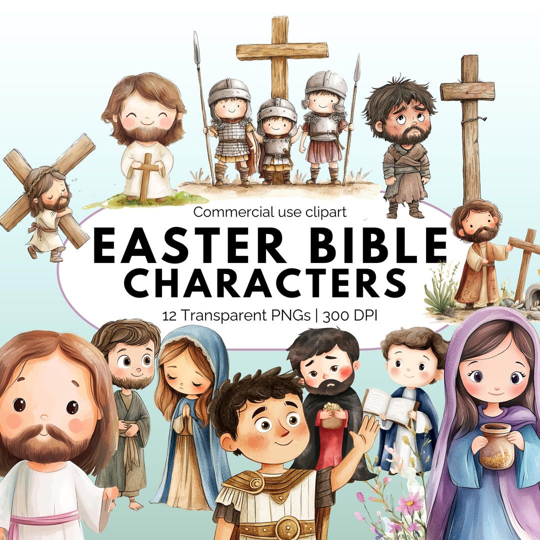 Easter Bible Characters Clipart Bundle – Christian Easter PNG, Jesus ...