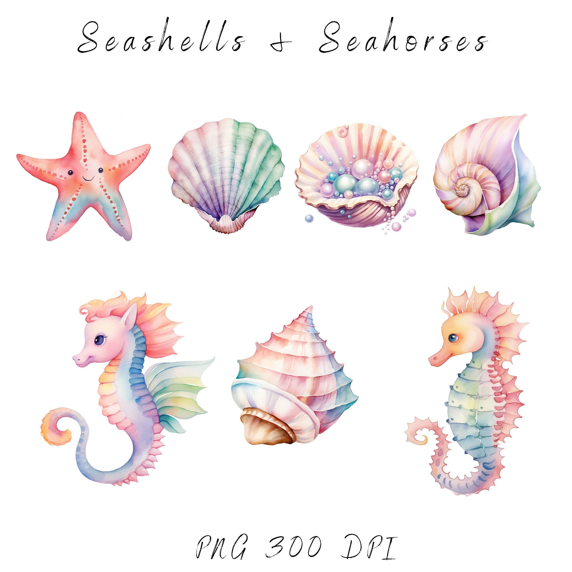 Watercolor Under the Sea Clipart Mermaid Cute Sea Animals Sea Life ...