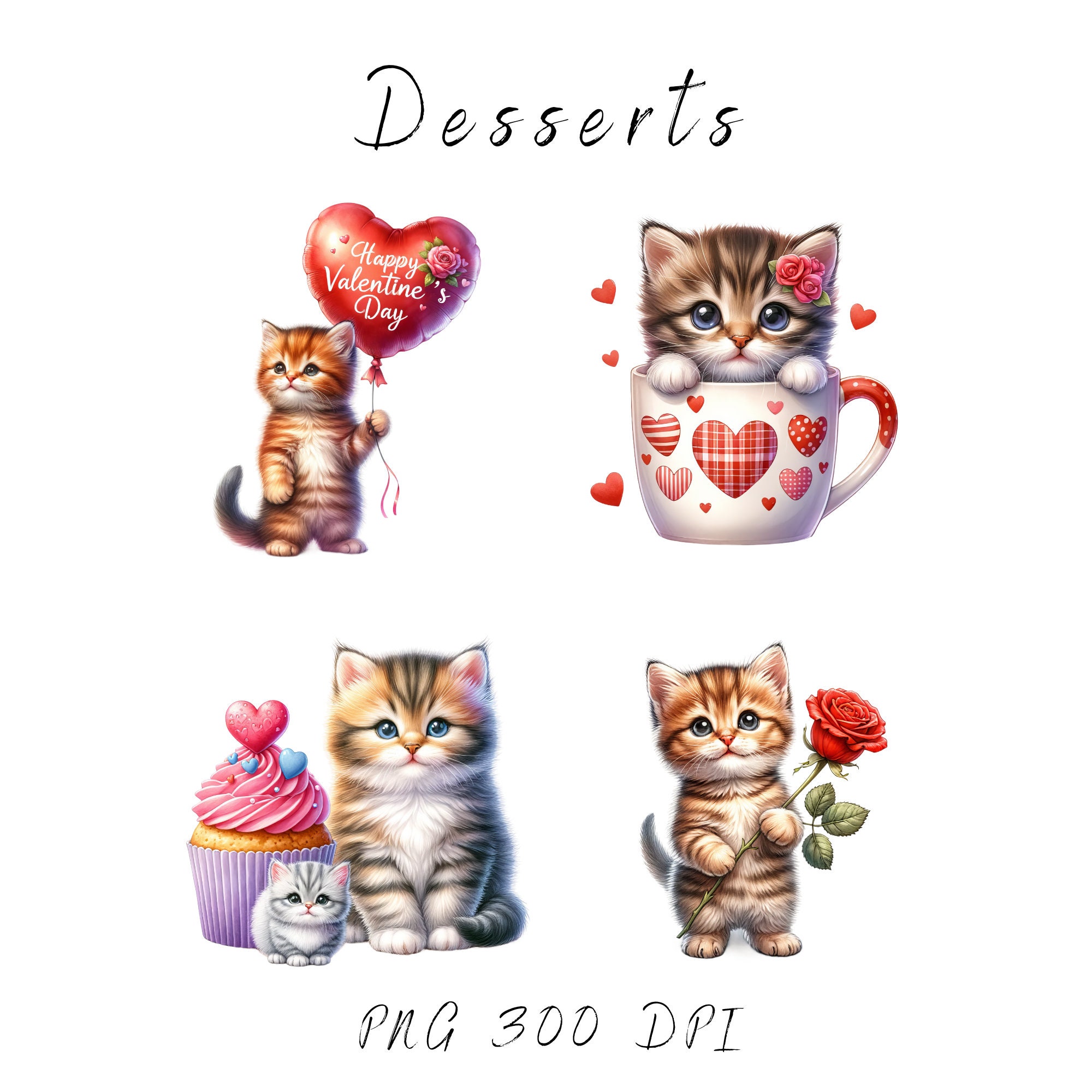 Valentines Kittens Clipart Cute Cat Cute Kitten Romantic Love Day Cute ...