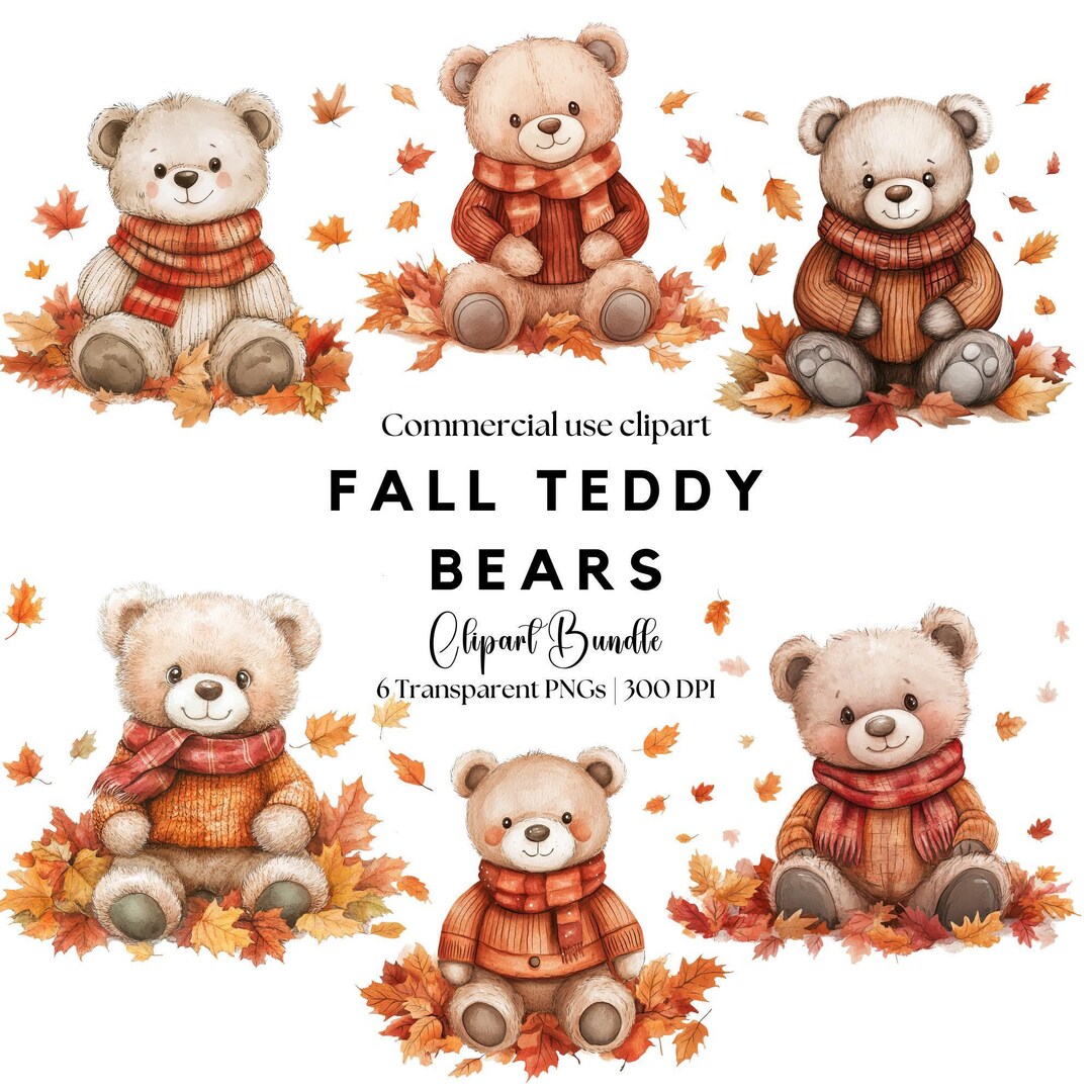Fall Teddy Bear Clipart | Autumn Teddy Bear | Fall Teddy Bear Png ...