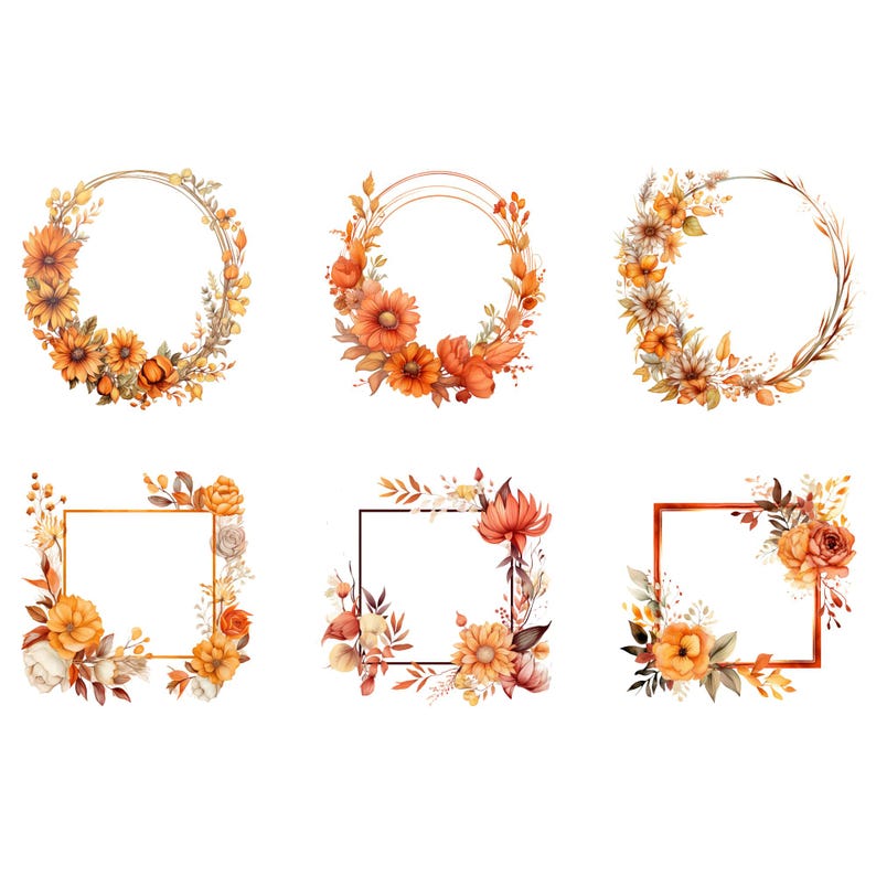 Watercolor Fall Floral Frame Clipart Autumn Border Autumn Leaves ...