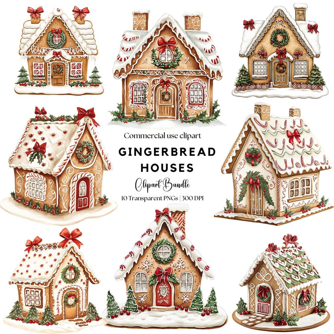 Watercolor Christmas Gingerbread House Clipart (digital Download) - Etsy
