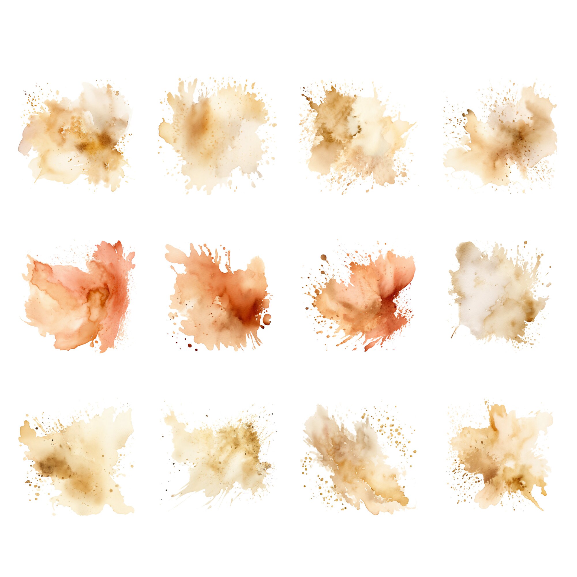 Neutral Watercolor Splatter Clipart Brush Strokes Paint Splash Abstract ...
