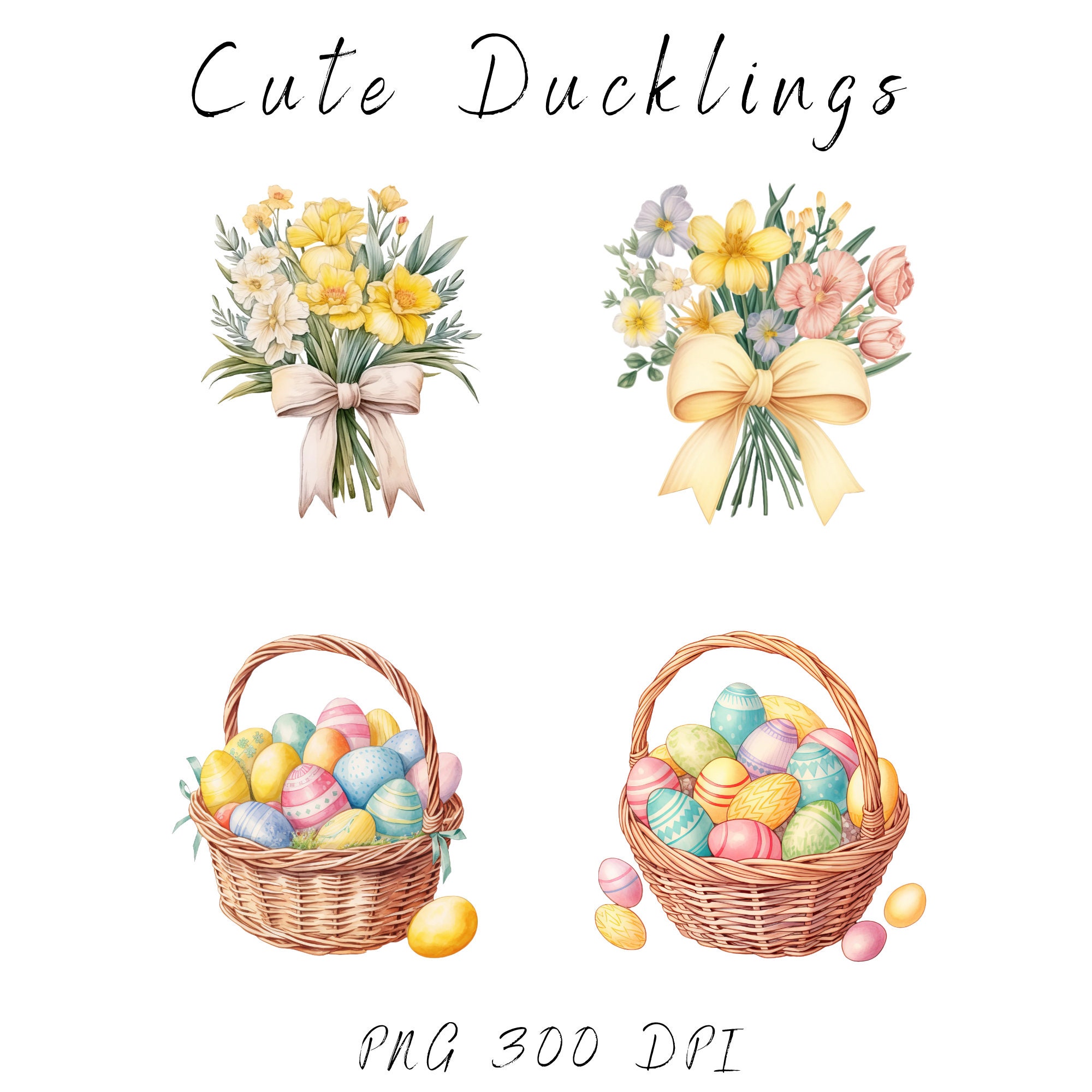 Easter Duck Clipart Duckling Easter Clipart Spring Baby Duck Watercolor ...