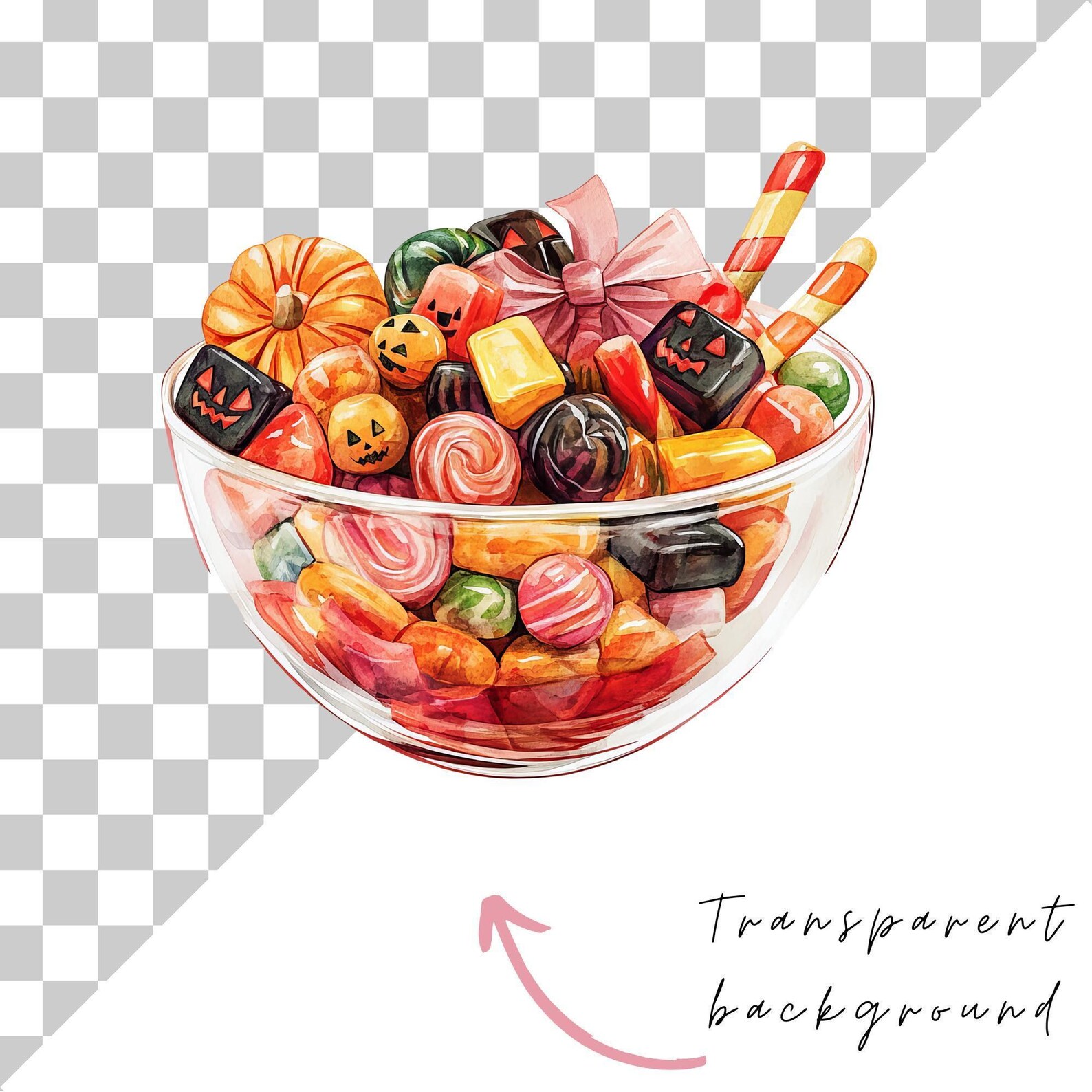 Halloween Candy Clipart: Gummy Worms, Lollipops, Candy Corn (PNG ...