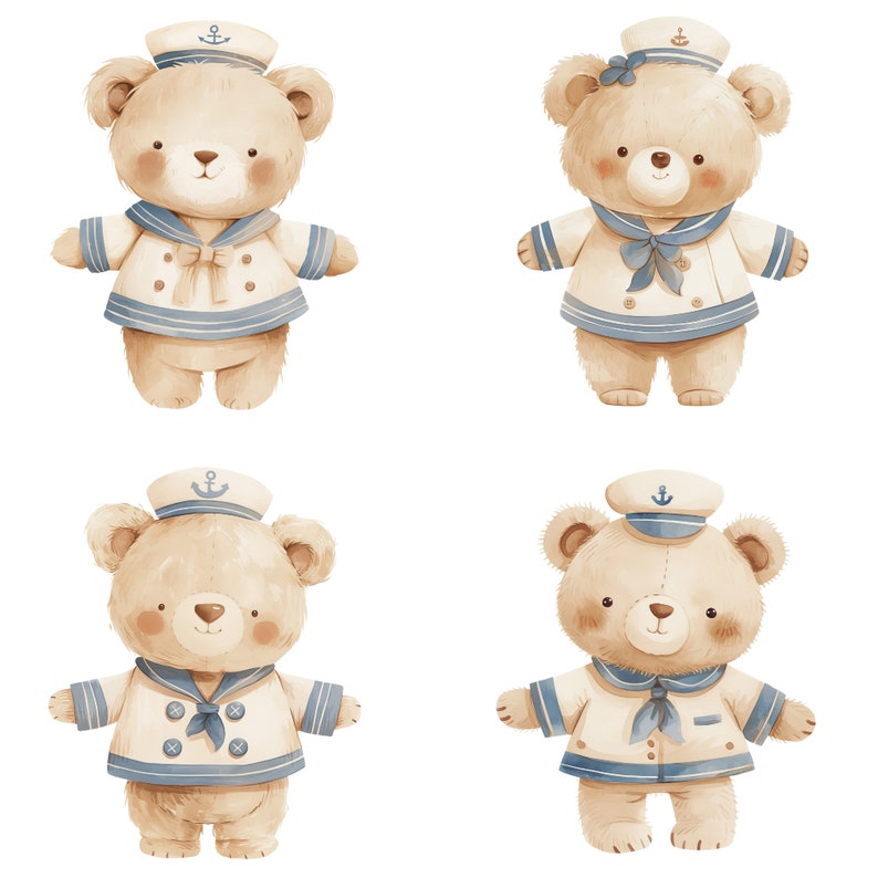 Cute Sailor Bears Clipart Sailor Teddy Bear Sailor Bear Nautical Blue ...