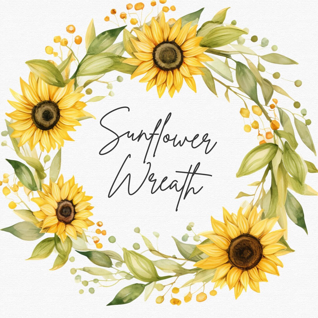 Sunflower Wreath Clipart Single | Wreath Clipart | Sunflower Wreath Png ...