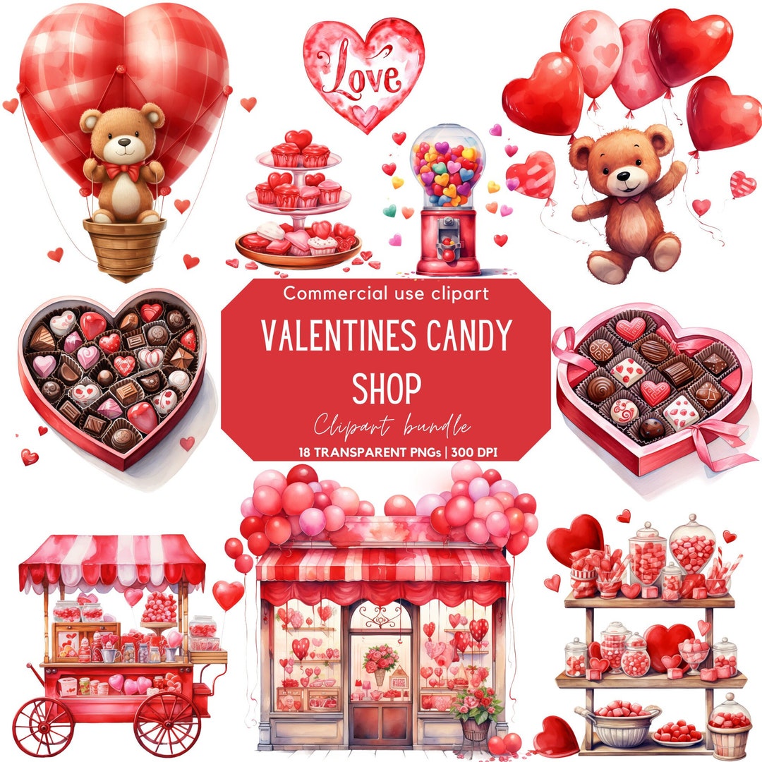 Valentines Candy Shop Clipart | Romantic Clipart | Sweets Clipart ...